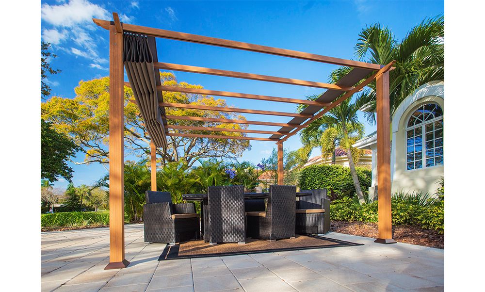 Pergola Florida gop | Populär pergola med trälook & solsegel! | Jengo AB