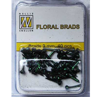 Engströms Artstudio AB - Mini Floral Brads - Black - Glitter