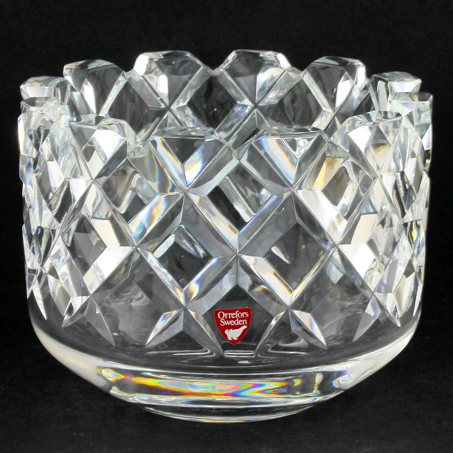 Gunnar Cyrén (Sofiero 1960) Clear Bowl with Grid Relief 15 cm