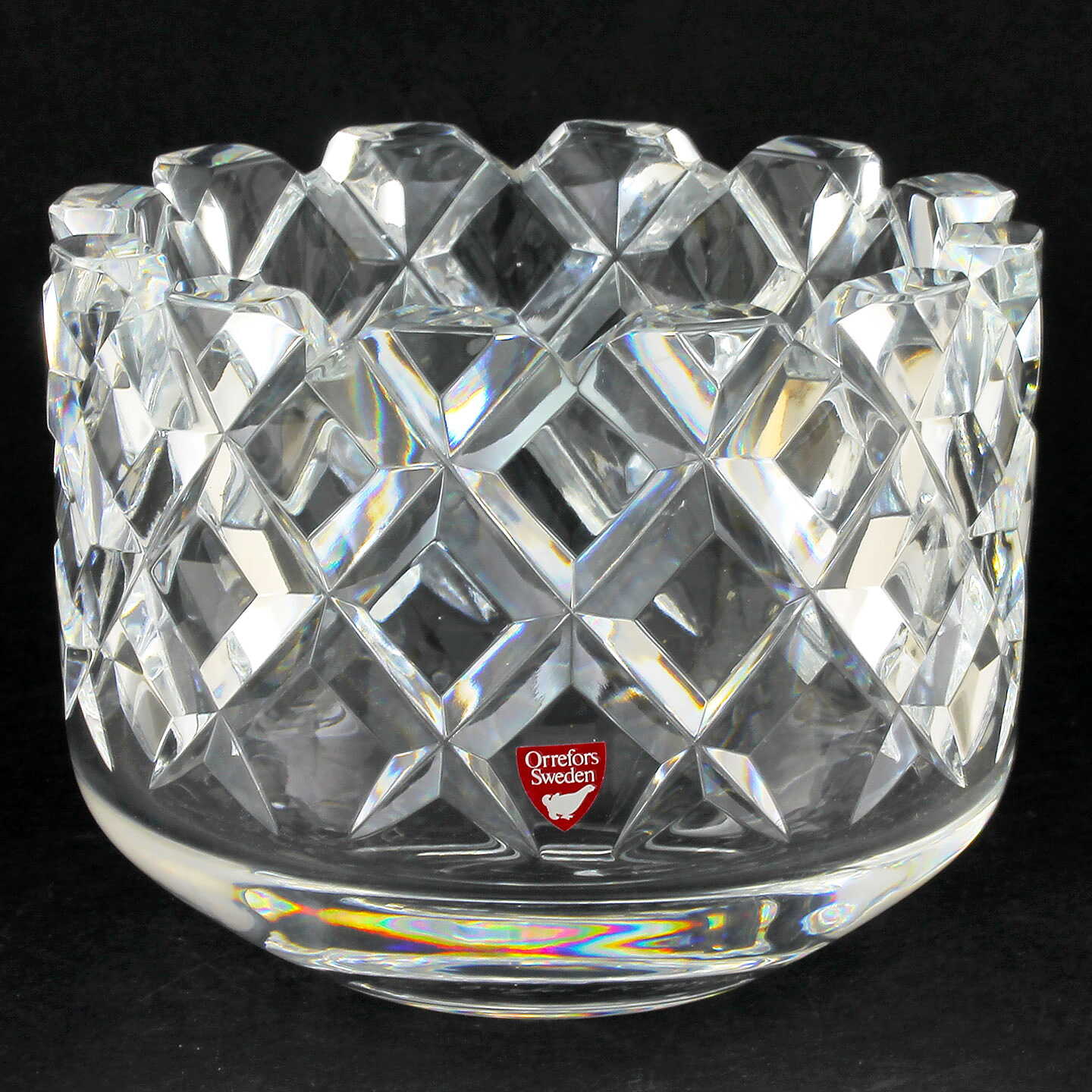 Gunnar Cyrén (Sofiero 1960) Clear Bowl with Grid Relief 15 cm