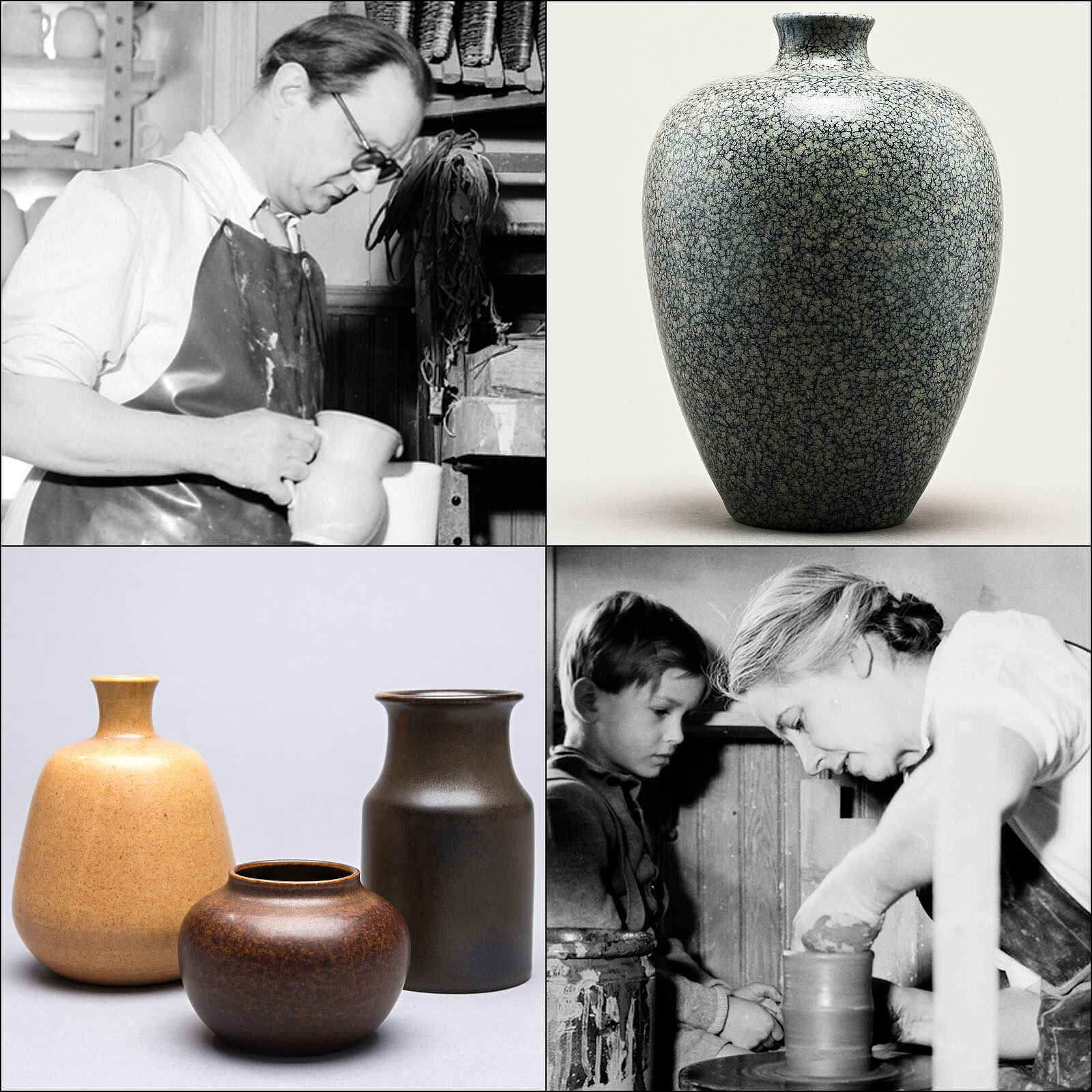 Triller Tobo (1940s) Unique Brown Swelling Vase 9 cm