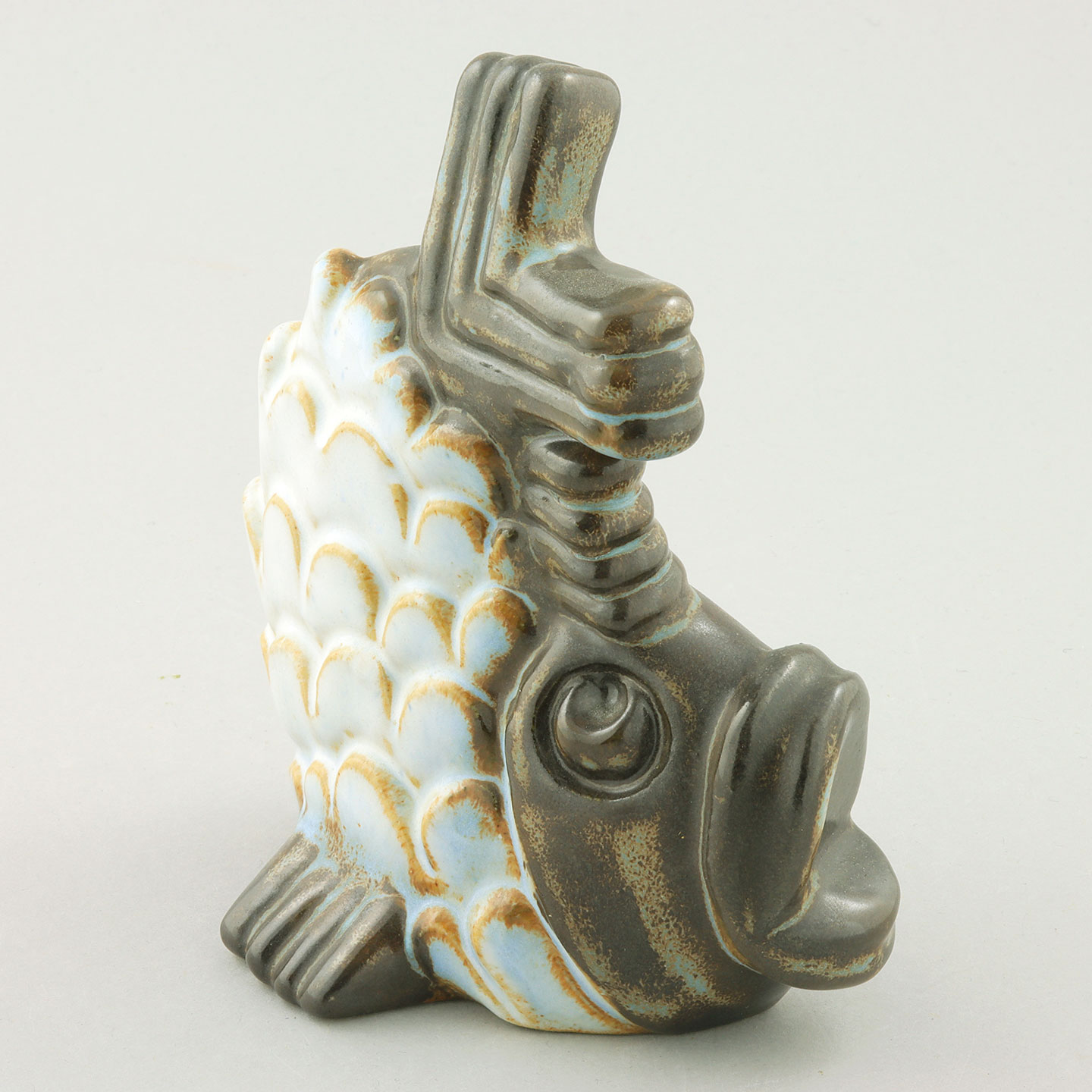 Willi Fischer (1960s) White/Brown Fish with Joyous Expression 14 cm