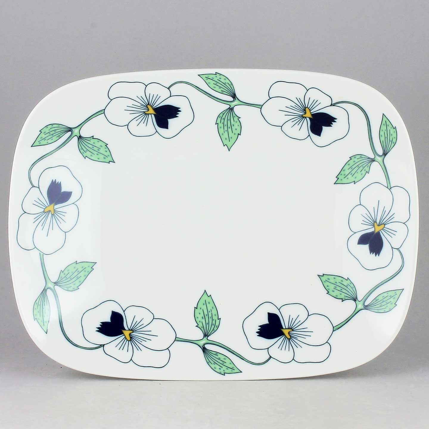 Sylvia Leuchovius (Sylvia 1976) Rectangular Dish with Viola Decor 28 cm ...