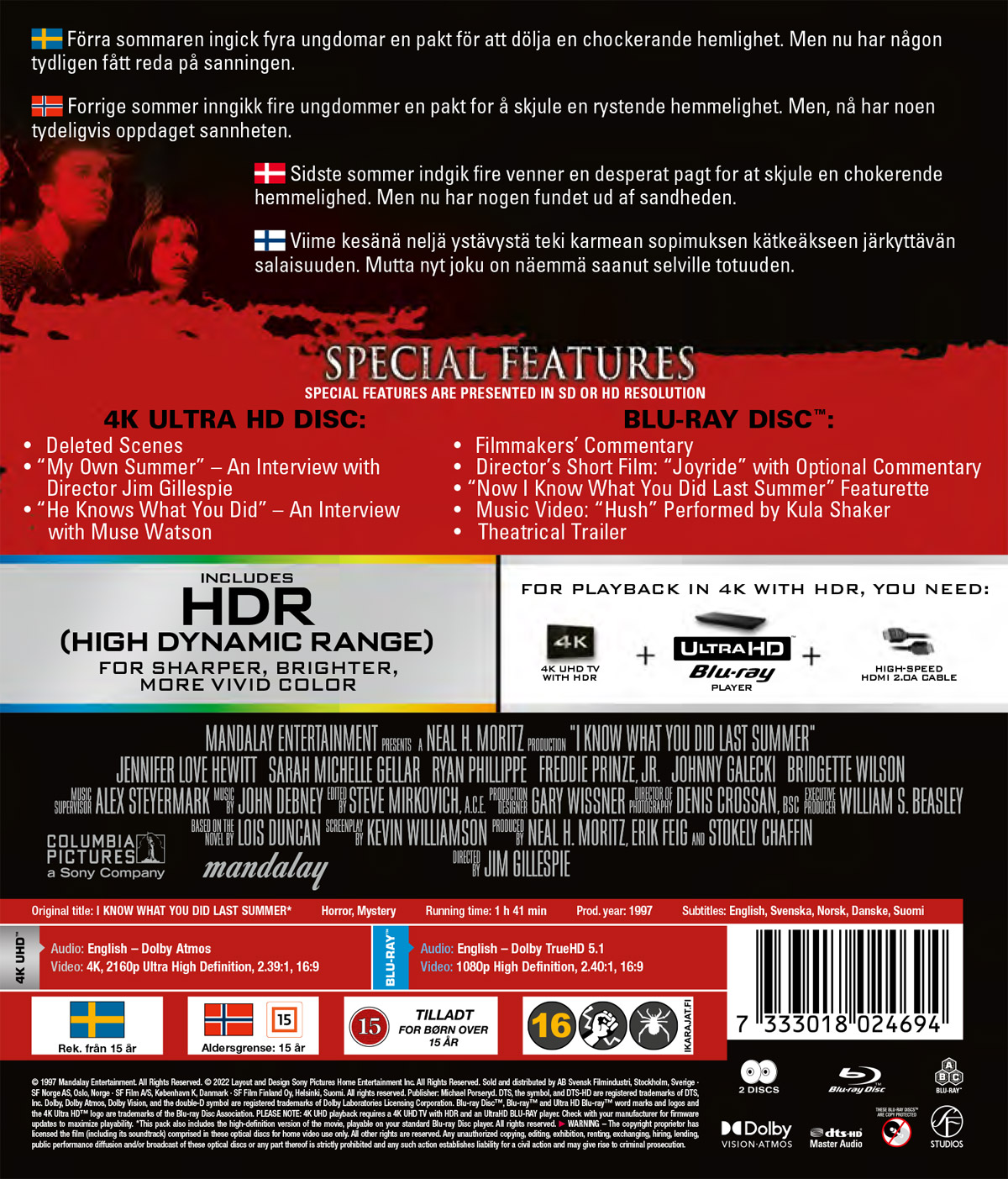 Jag Vet Vad Du Gjorde Förra Sommaren (4K Ultra HD + Blu-ray ...