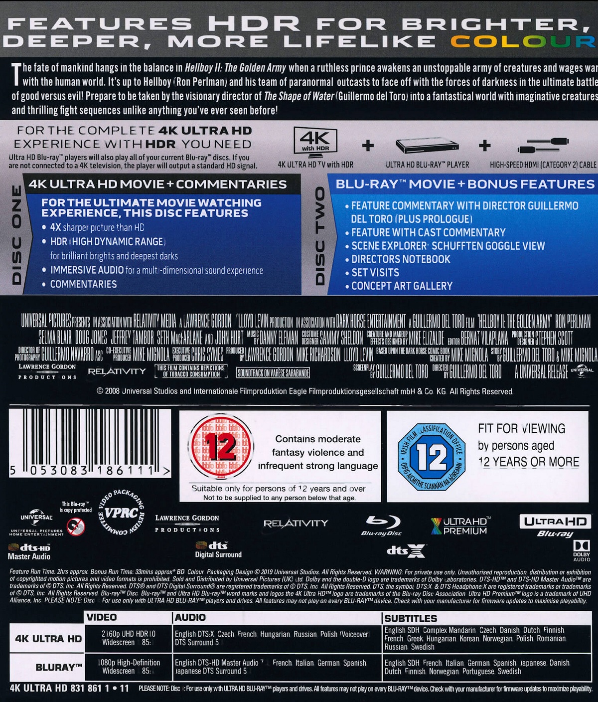Hellboy II - The Golden Army (4K Ultra HD + Blu-ray) - Kvarnvideo.se