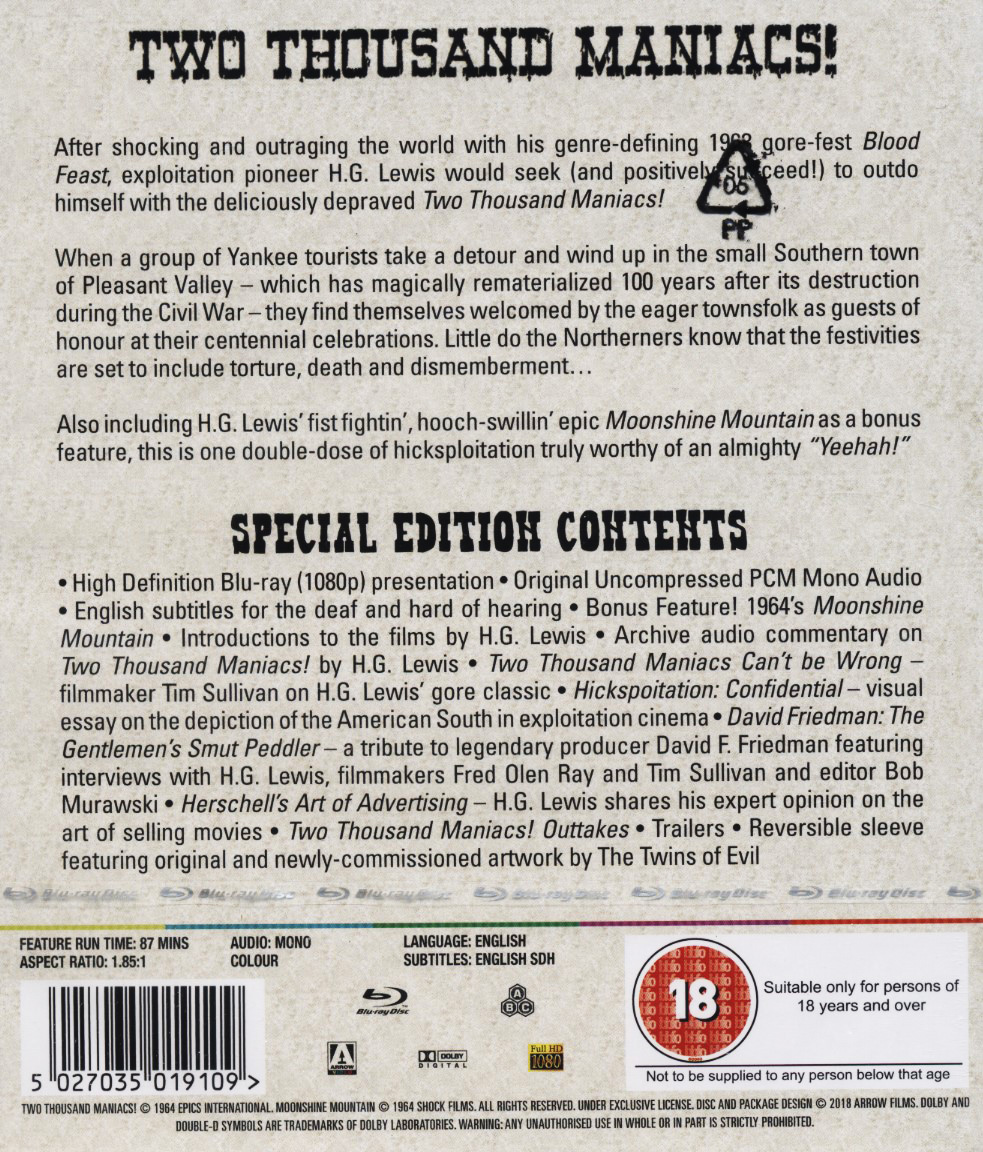 Two Thousand Maniacs! (ej svensk text) (Blu-ray) - Kvarnvideo.se