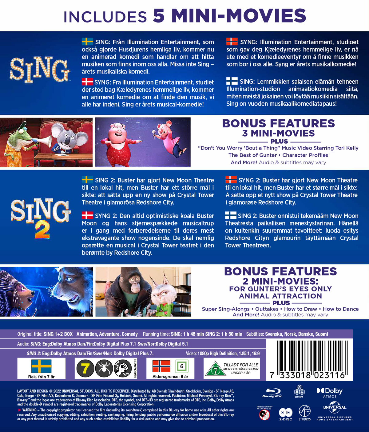 Sing / Sing 2 (Blu-ray) - Kvarnvideo.se