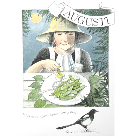 Månadsbild A4 - Augusti från Linneas Årsbok - KoKoBello - butik och webbhop