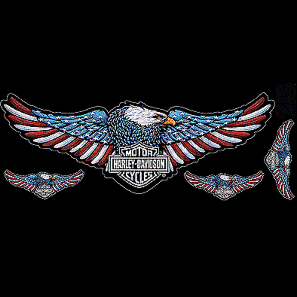 Trofeshop - Harley-Davidson Red/White/Blue Eagle Stick-Onz Decal 4pc.