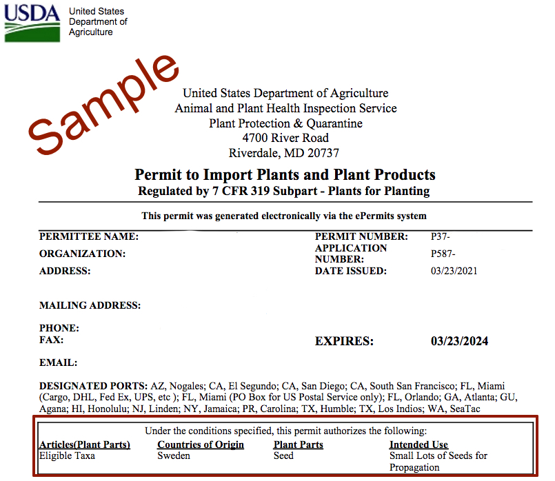 SuccSeed - ePermit - Small Lots of Seed (US only)