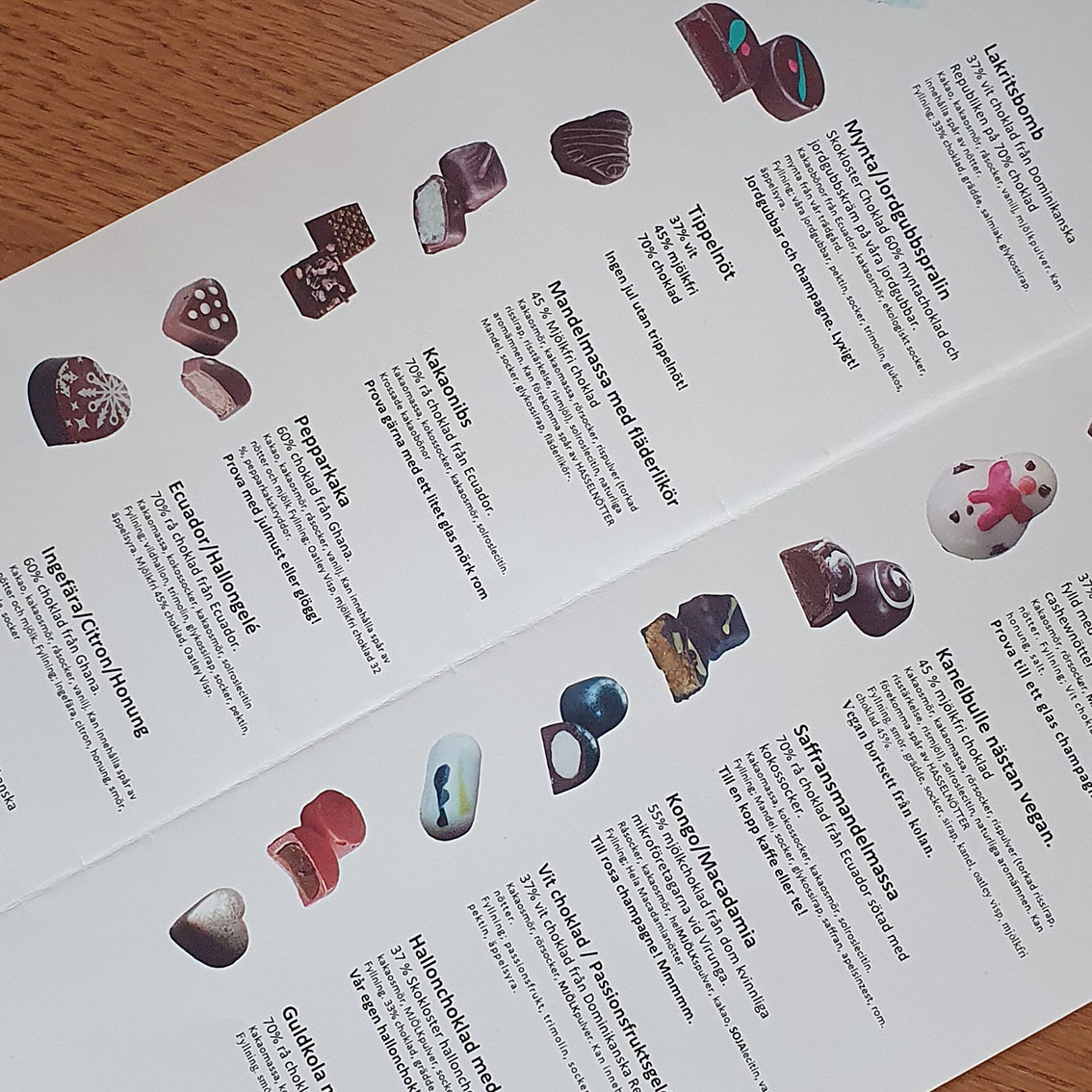 24 bitar Presentask med aktuella praliner - skoklosterchoklad.se