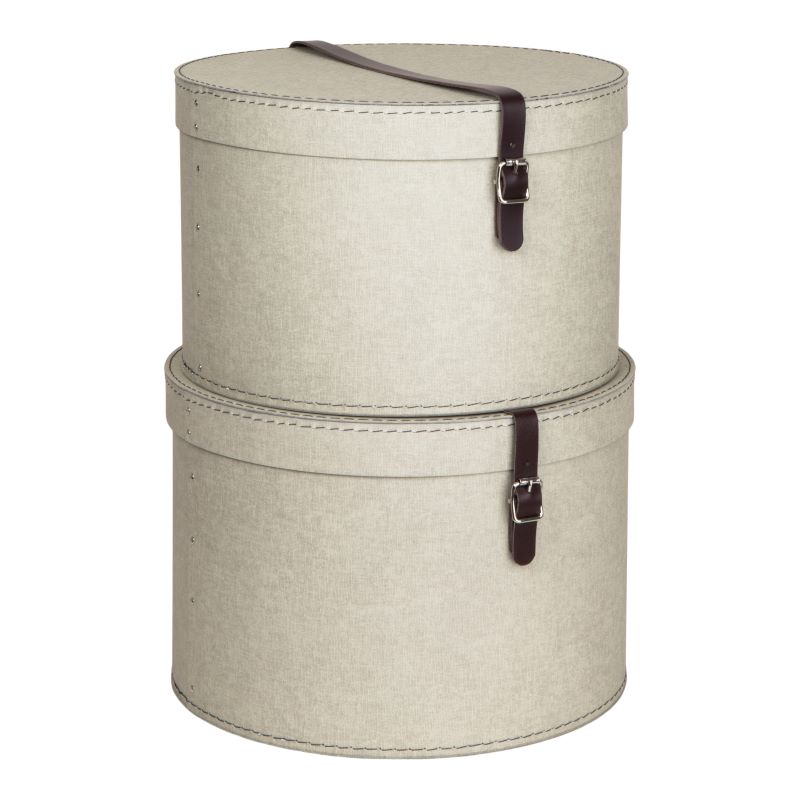 Förvara - Storage boxes, Round, Set of 2, BIGSO RUT CANVAS, Ø 37,5+ Ø ...