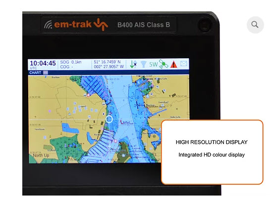 B400-AIS SOTDMA Class B+ transponder från Em-trak - Marinwebben.se