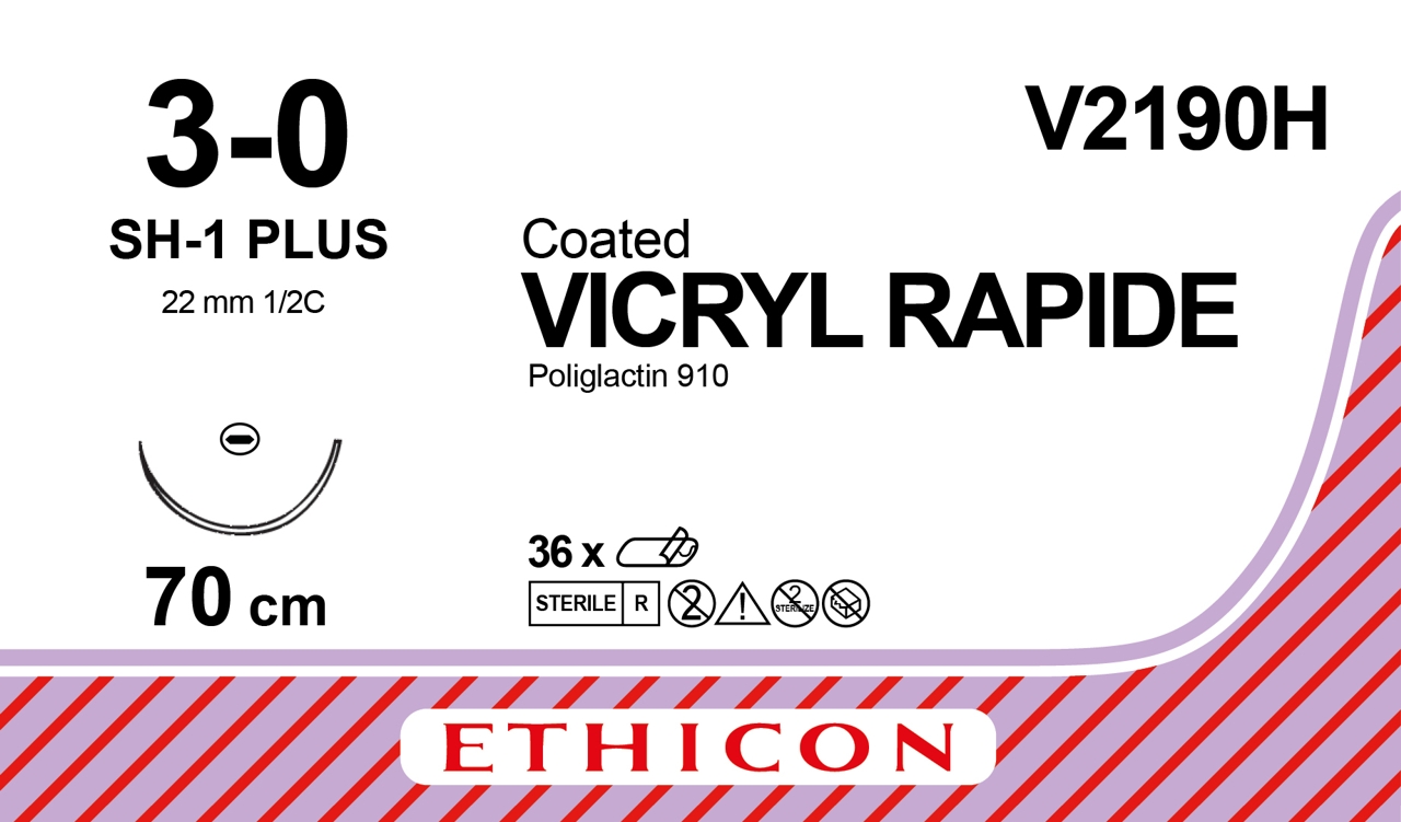 Vicryl Rapide suture 3-0, V2190H, SH-1 needle, 70 cm undyed - Suture Online