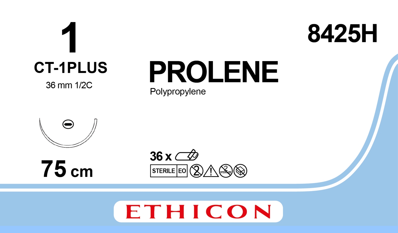 Prolene suture 1, 8425H, CT-1 needle, 75 cm blue - Suture Online