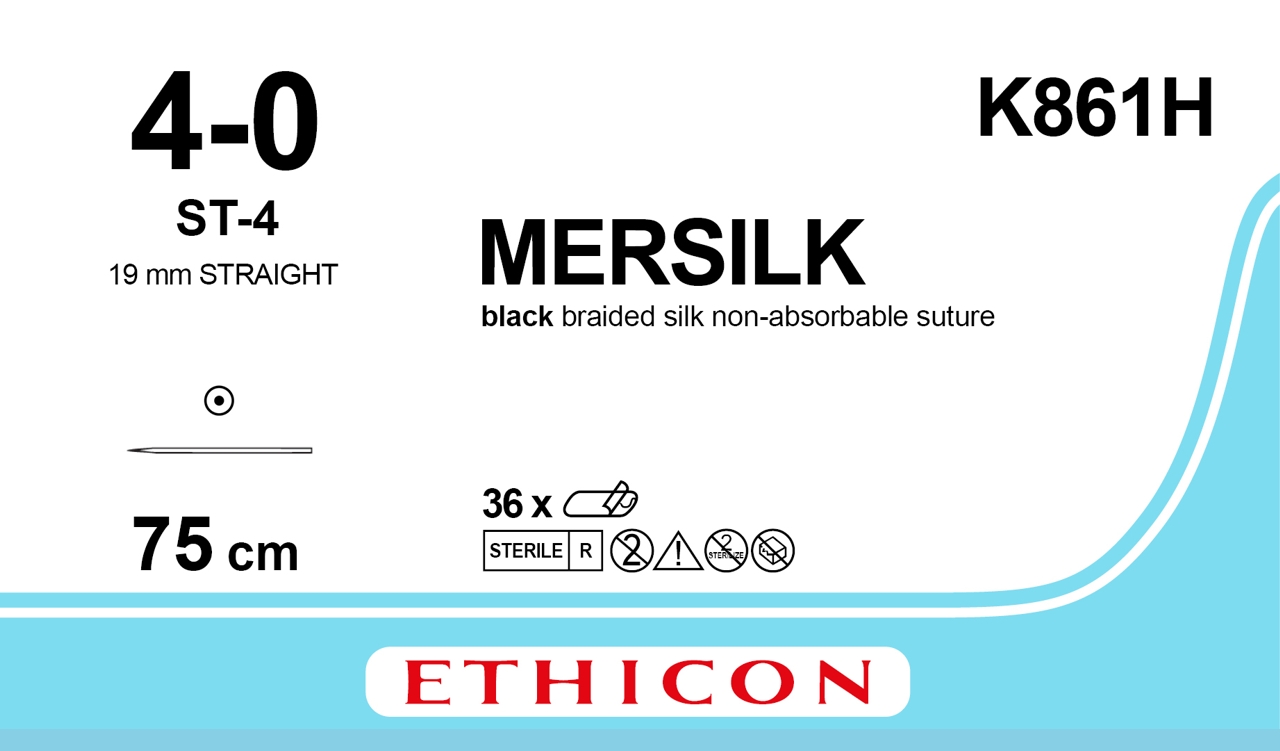 Silk suture 4-0, K861H, ST-4 needle, 75 cm black - Suture Online Silk suture 4-0, K861H, ST-4 needle, 75 cm black - Suture Online