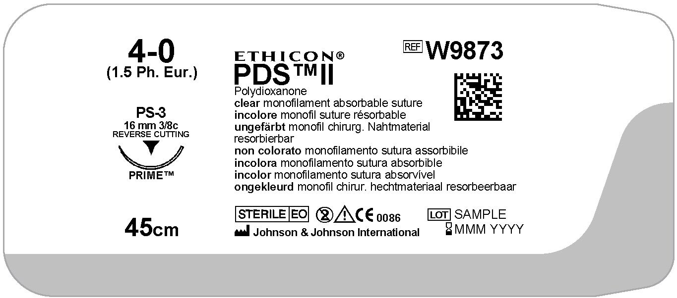 PDS II suture 4-0, W9873T, PS-3 45 cm undyed - Suture Online