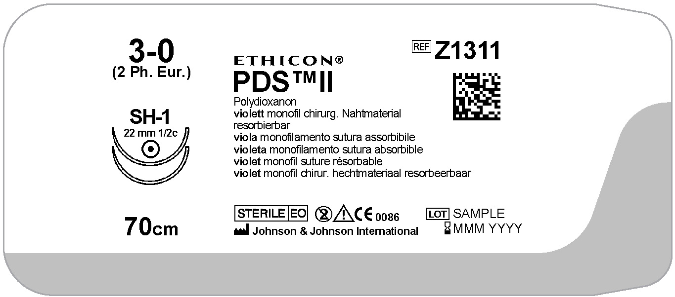 PDS II suture 3-0, Z1311H, 2XSH-1 70 cm purple - Suture Online