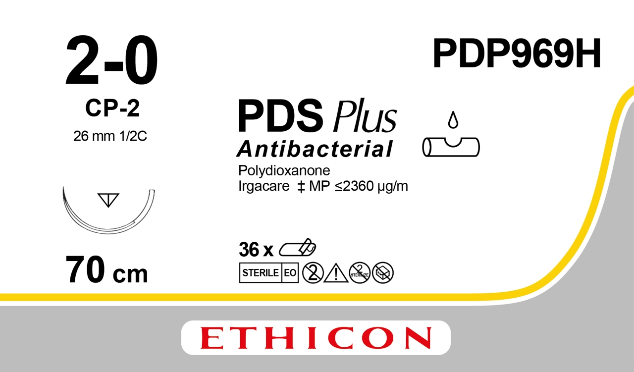 PDS Plus suture 2-0, PDP969H, CP-2 70 cm purple - Suture Online
