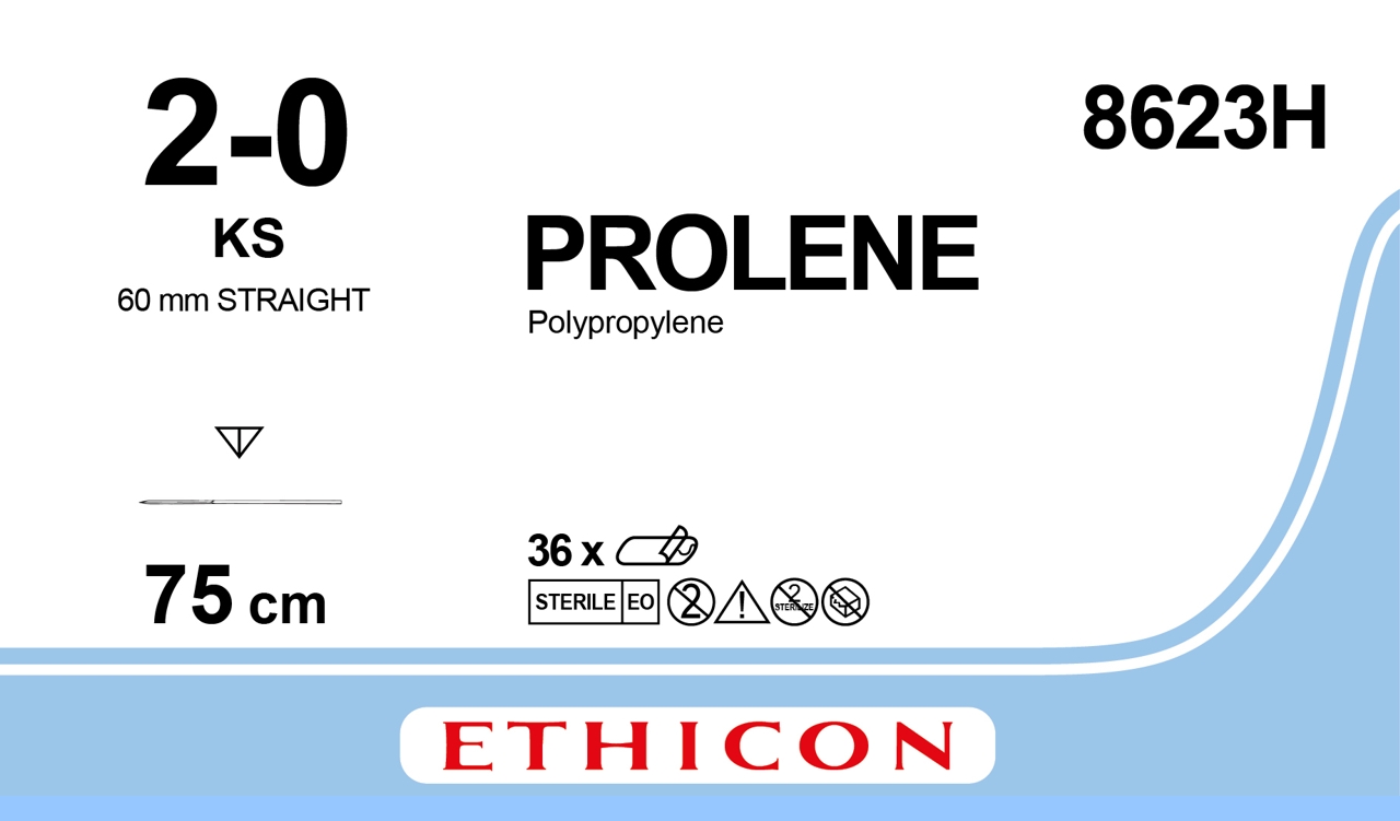 Prolene suture 2-0, 8623H, KS 75 cm blue - Suture Online