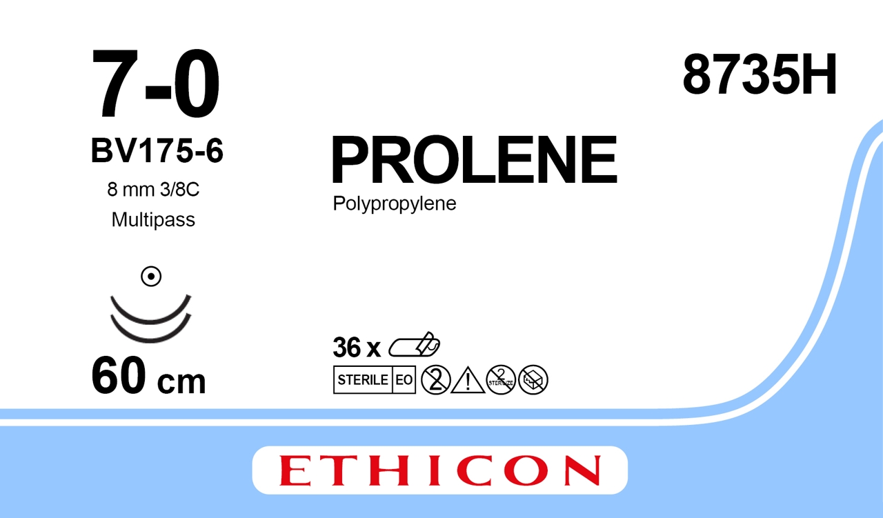 Prolene suture 7-0, 8735H, 2X175-6 MP 60 cm blue - Suture Online