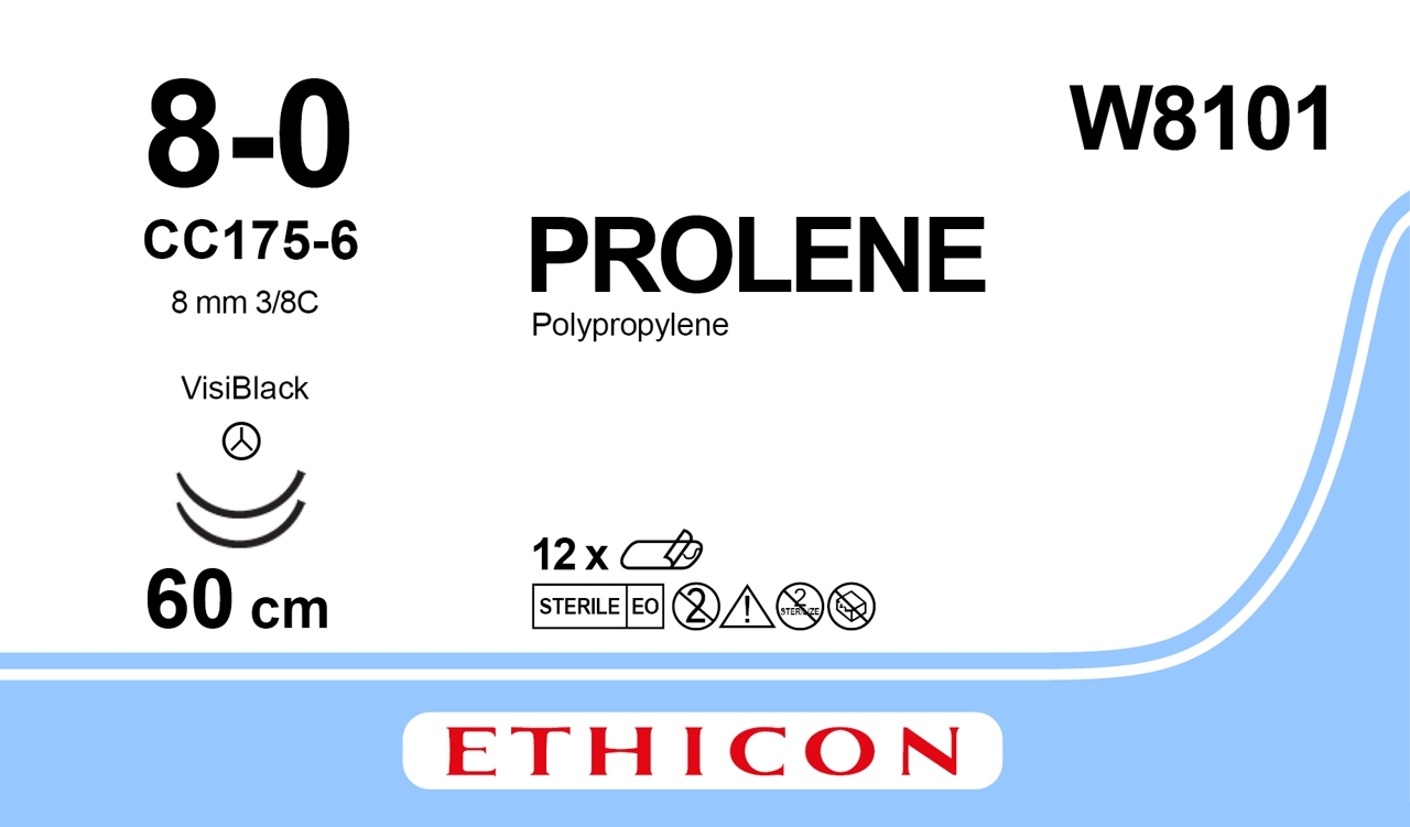 Prolene suture 8-0, W8101, 2XCC VB 60 cm blue - Suture Online