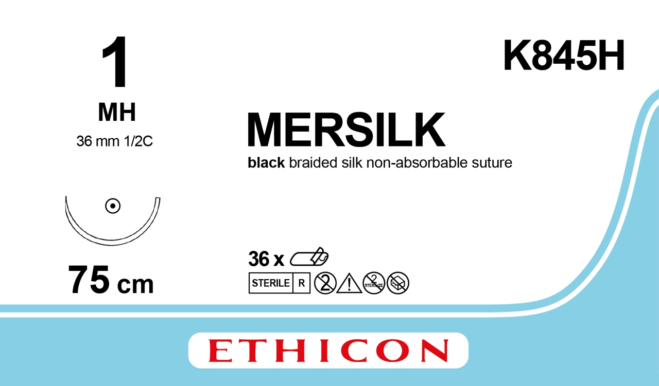 Silk suture 1, K845H, MH 75 cm black - Suture Online