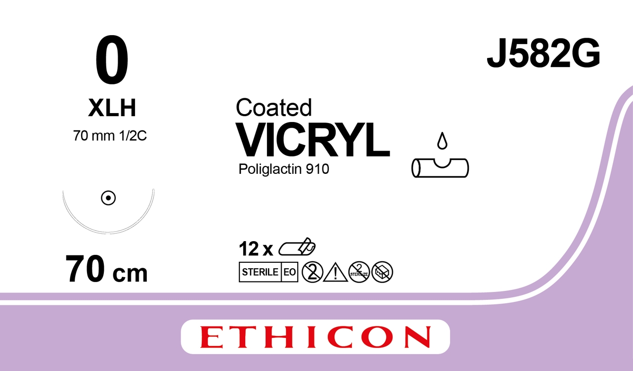 Vicryl suture 0, J582G, XLH 70 cm purple - Suture Online