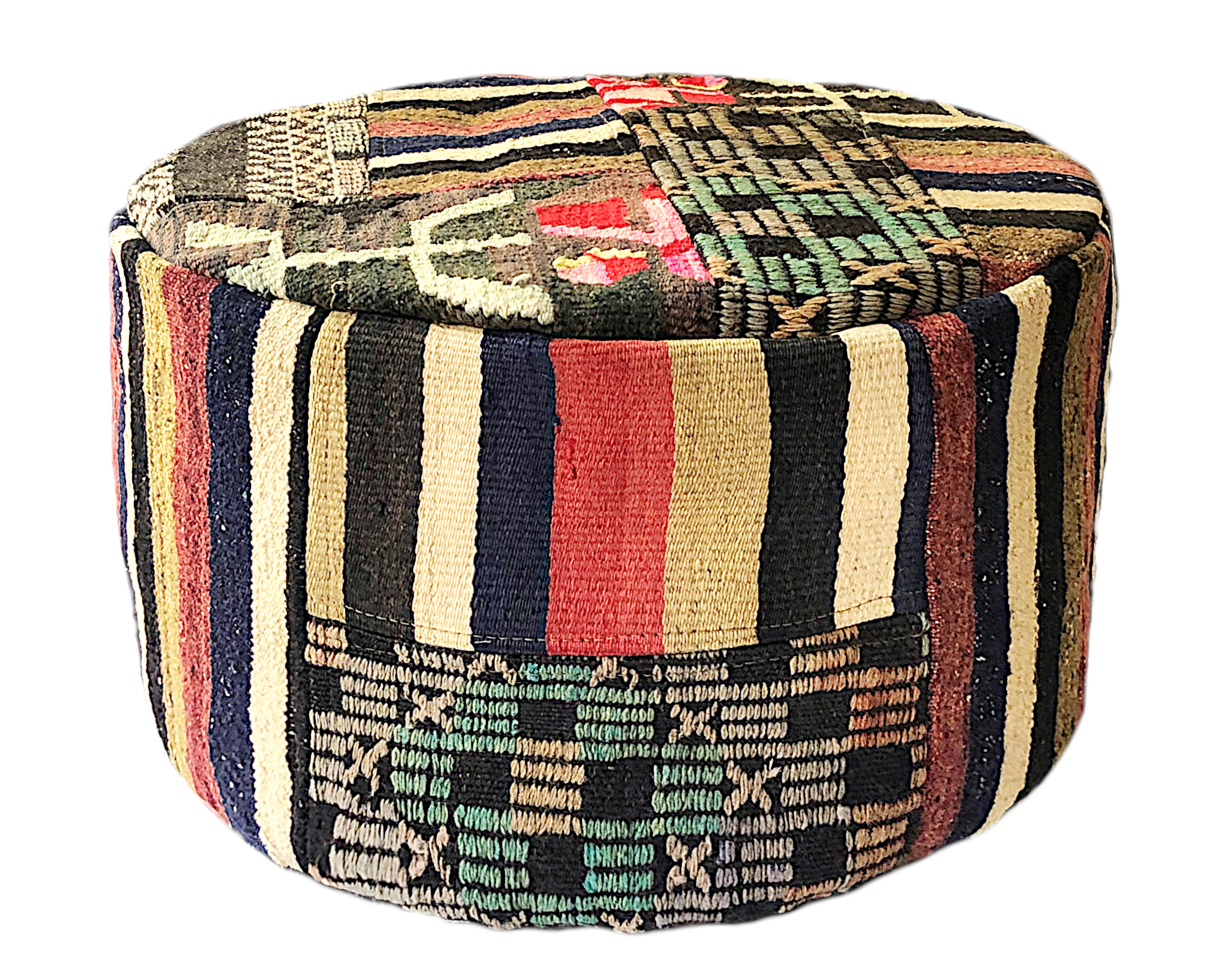 Kilim Pouf - Round sitting pouf in genuine kilims