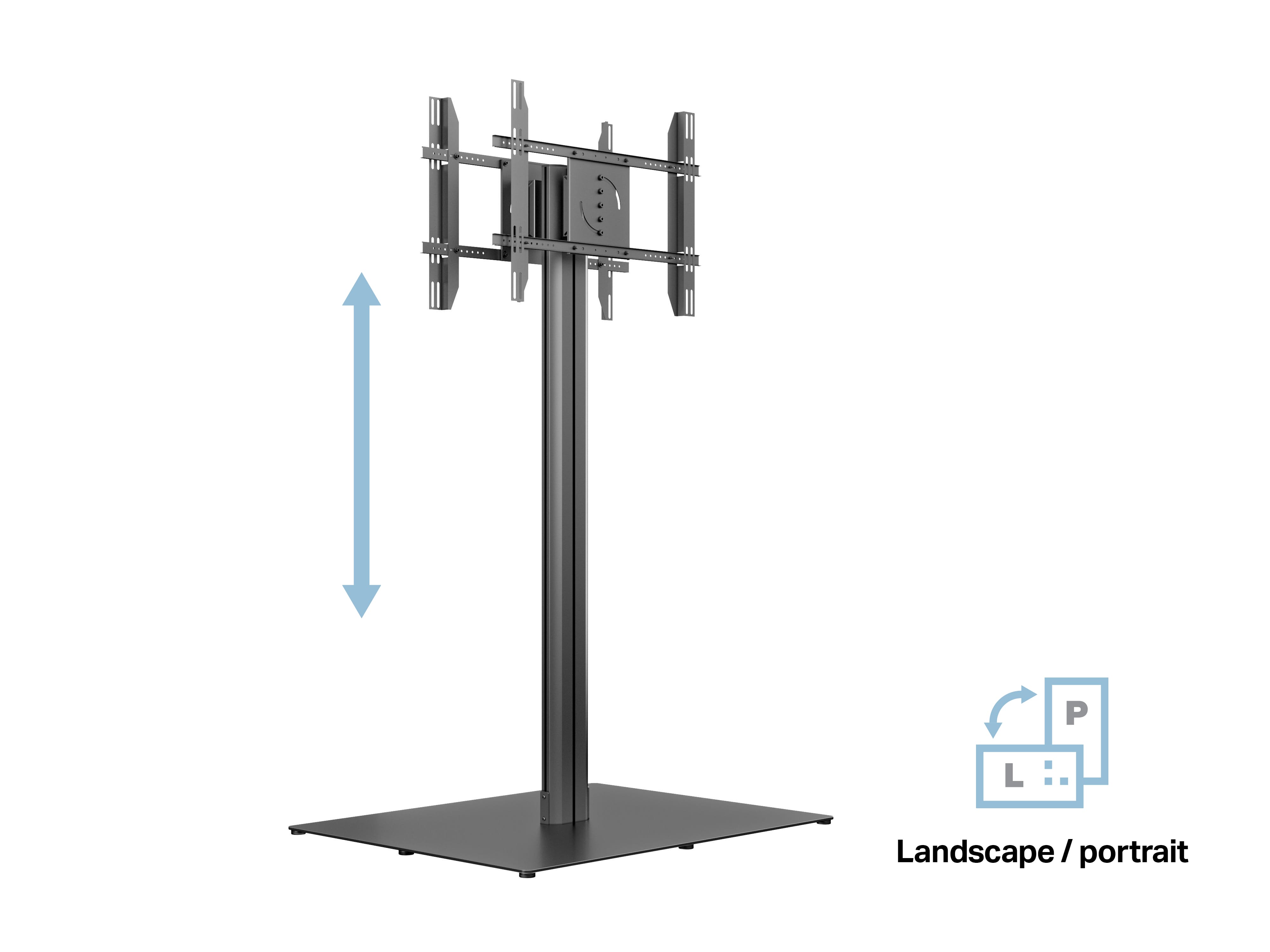 M Public Display Stand 180 HD Back to Back Black w. Floorbase - Multibrackets