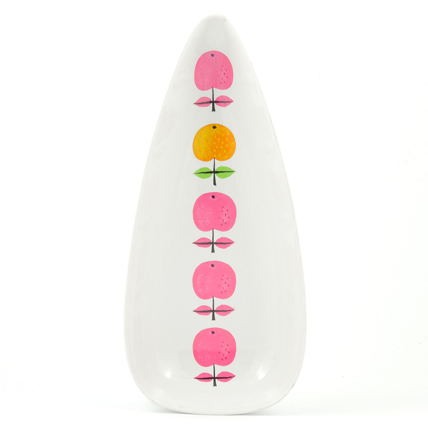Stig Lindberg (Pall 1963) Pointy Dish with Pink Apple Decor 25 cm