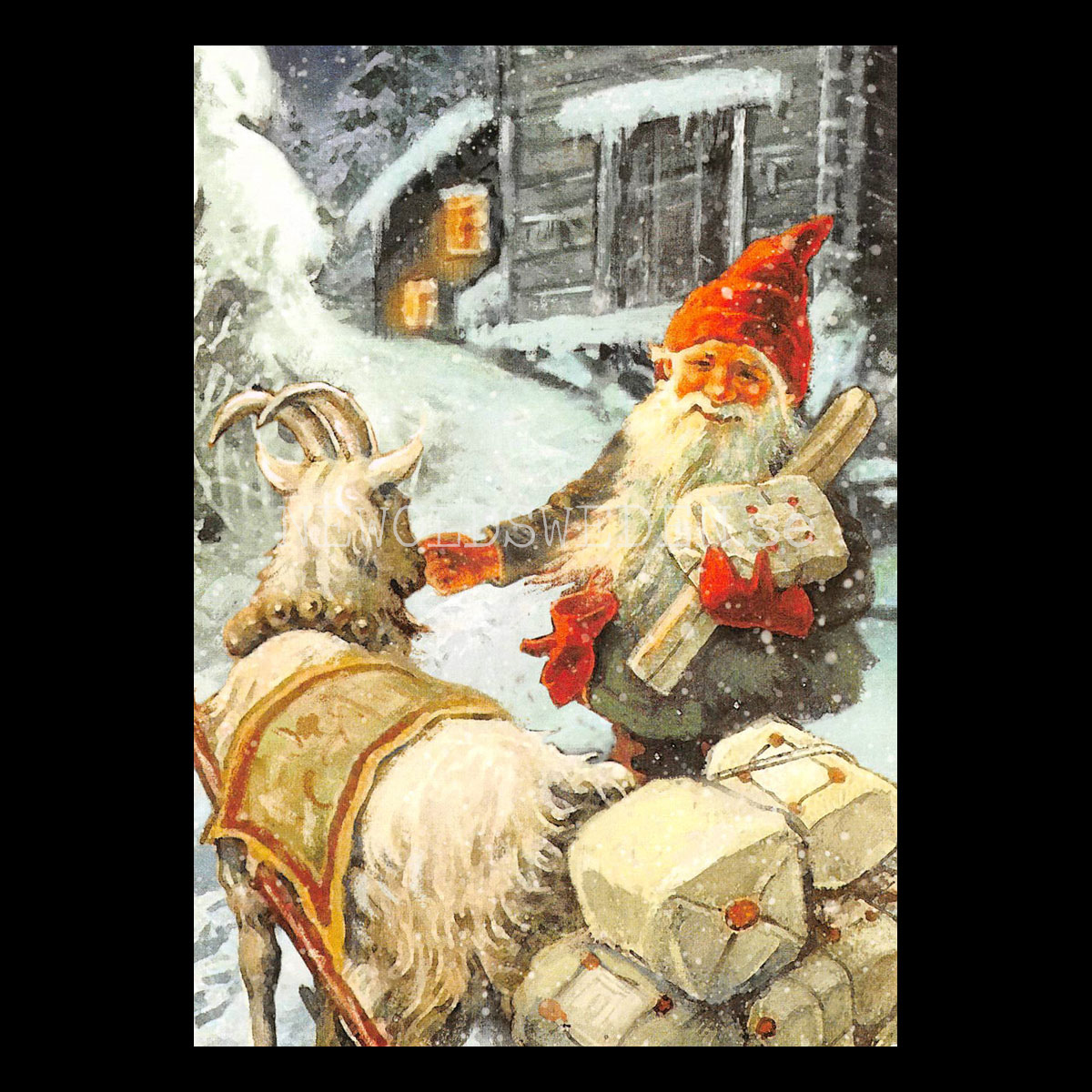Tomten med julbocken Julkort - Jenny Nyström - JP-1 - NEWOLDSWEDEN.se