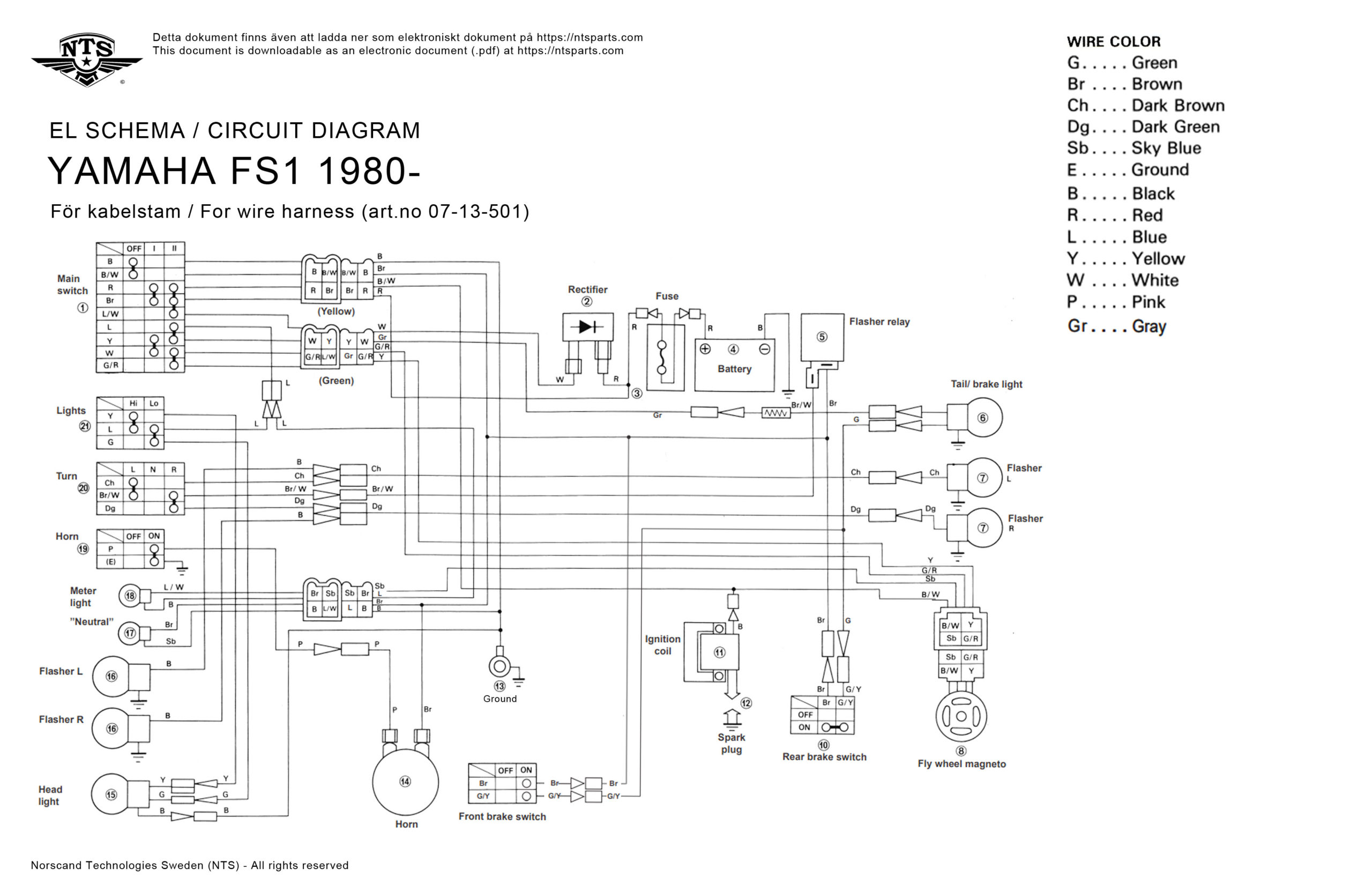 Kabel Stam FS1 1980- Komplet, Elschema medfølger til montering ...