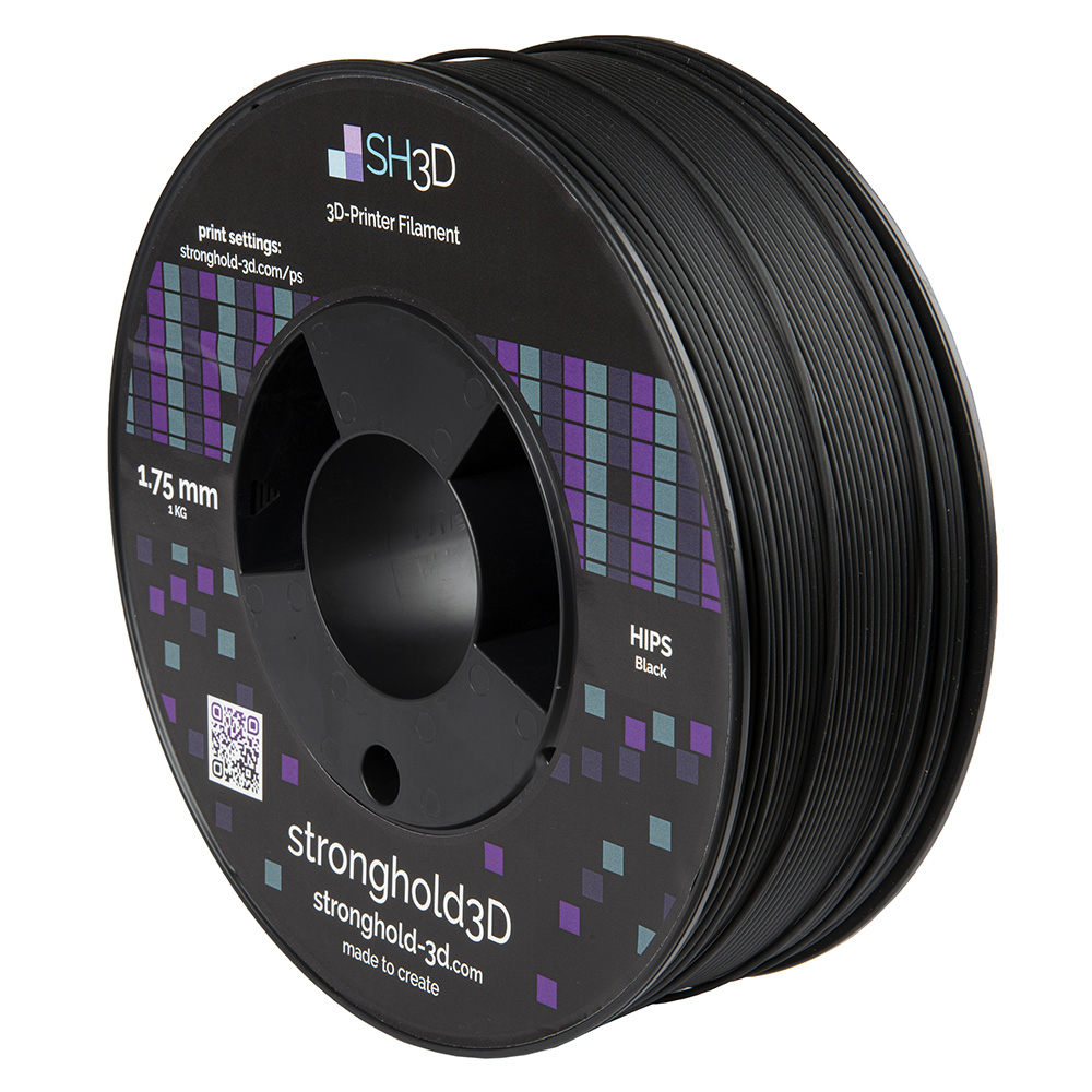 StrongHold HIPS filament (1.75mm, 1Kg) - Svart - 3DFilament.se