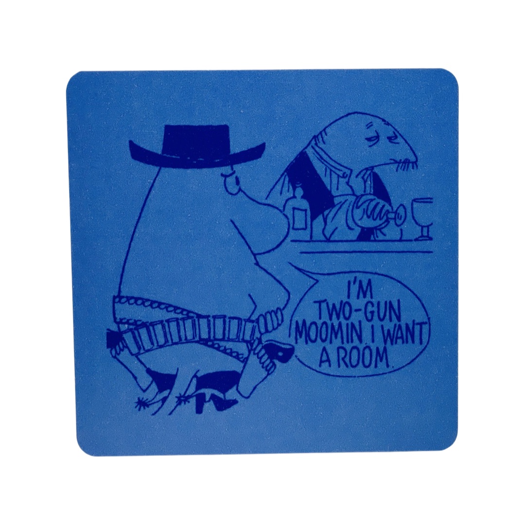 Mysbod.se - Mumin Glasunderlägg - Two-Gun Moomin Blå
