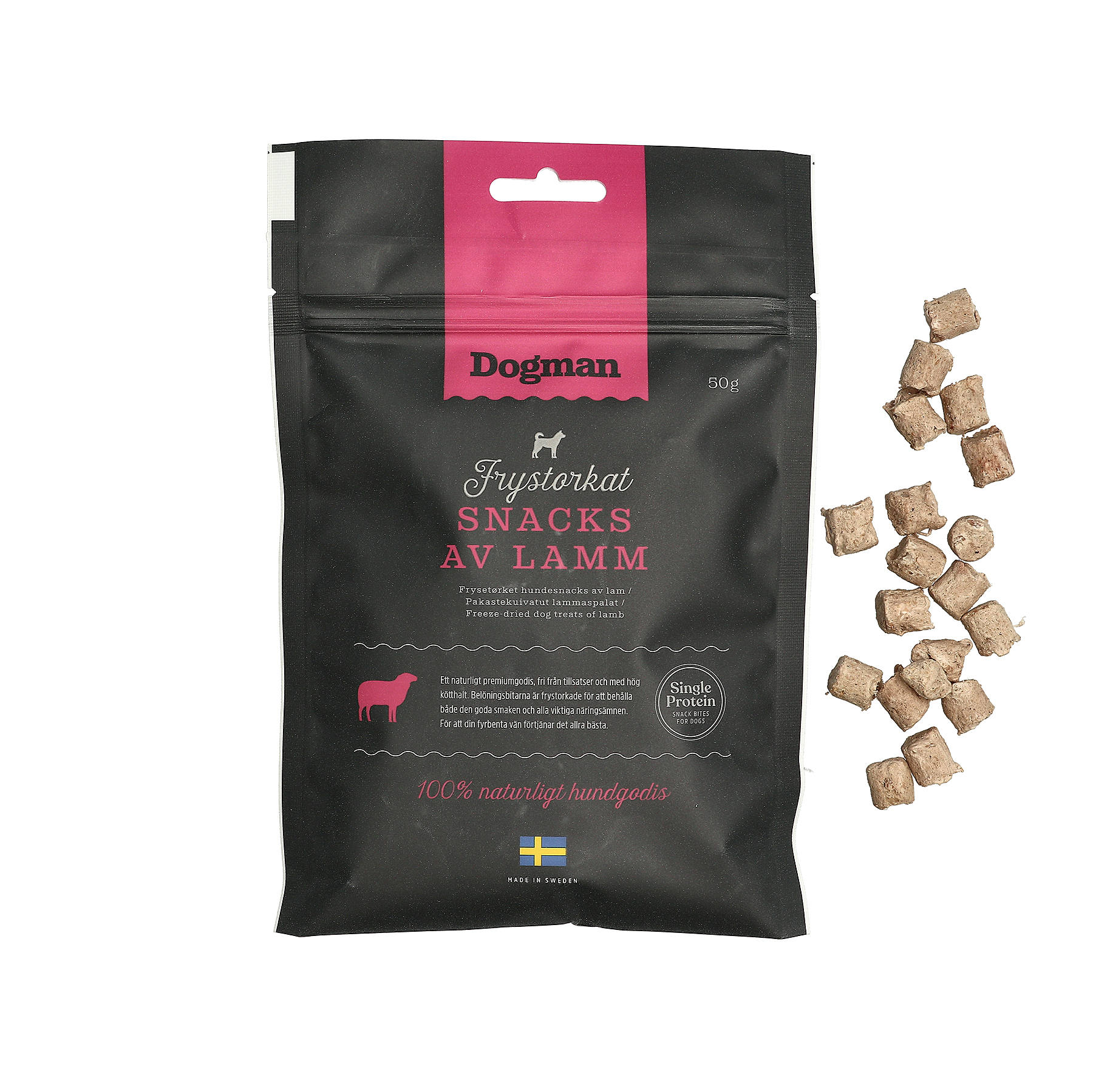Dogman Frystorkat snacks av lamm 50g - Doggie-Zen