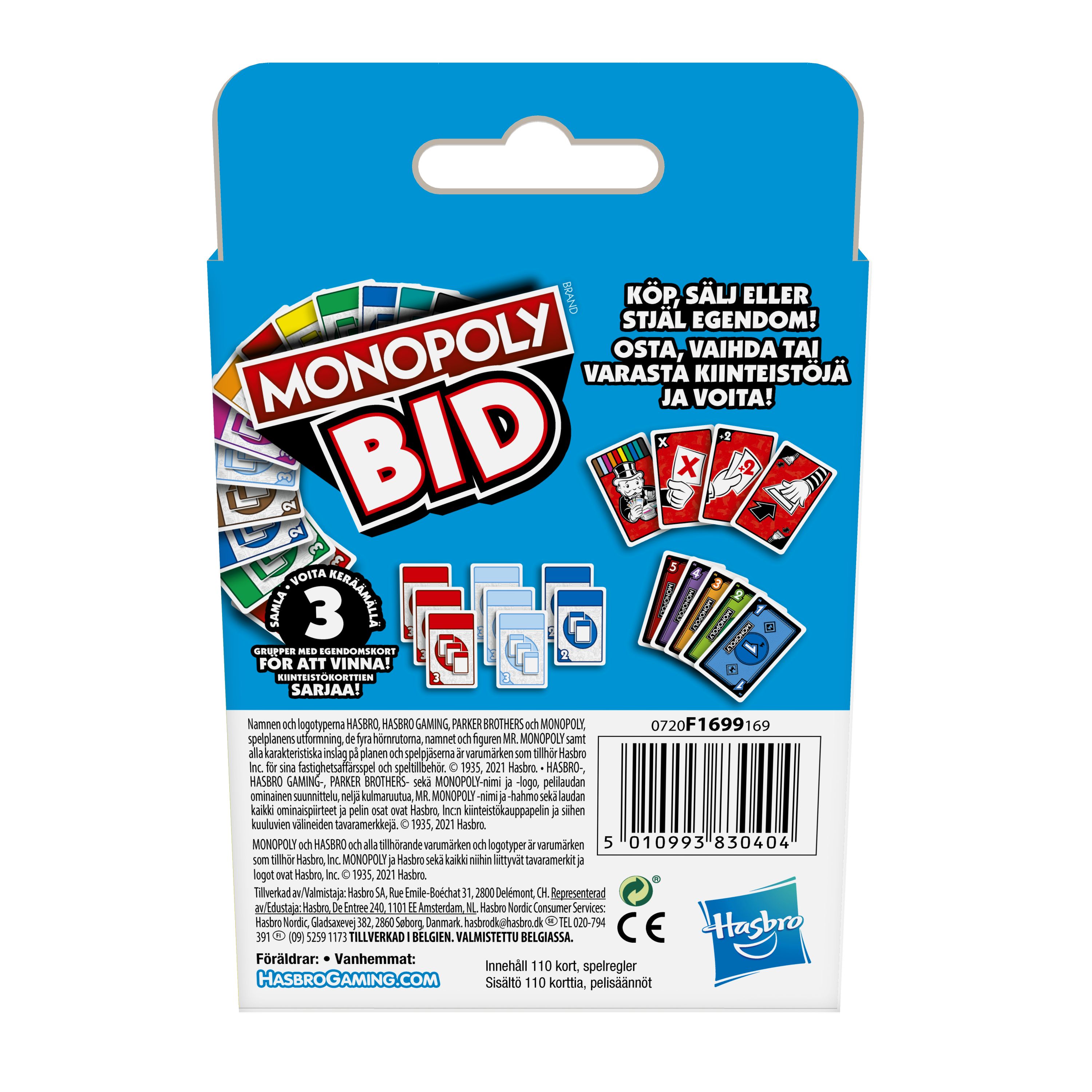 Hasbro Gaming Monopoly Bid card game - Robbis Hobby Shop