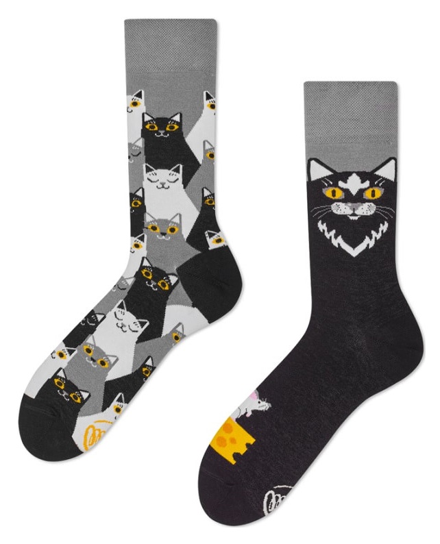 Many Mornings Black Cat Roliga Strumpor