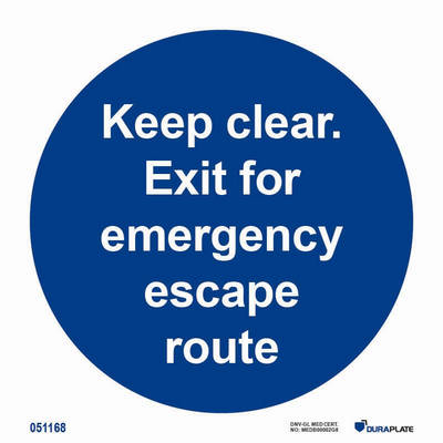 IMO-skylt "Keep clear. Exit for emergency escape route" - IMPA 33.5800 ...