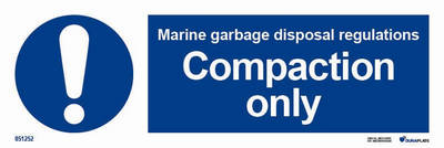 IMO-skylt "Marine garbage dispsosal regulations - compaction only ...