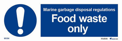 IMO-skylt "Marine garbage dispsosal regulations - food waste only ...