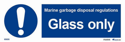 IMO-skylt "Marine garbage dispsosal regulations - glass only" - IMPA 33 ...