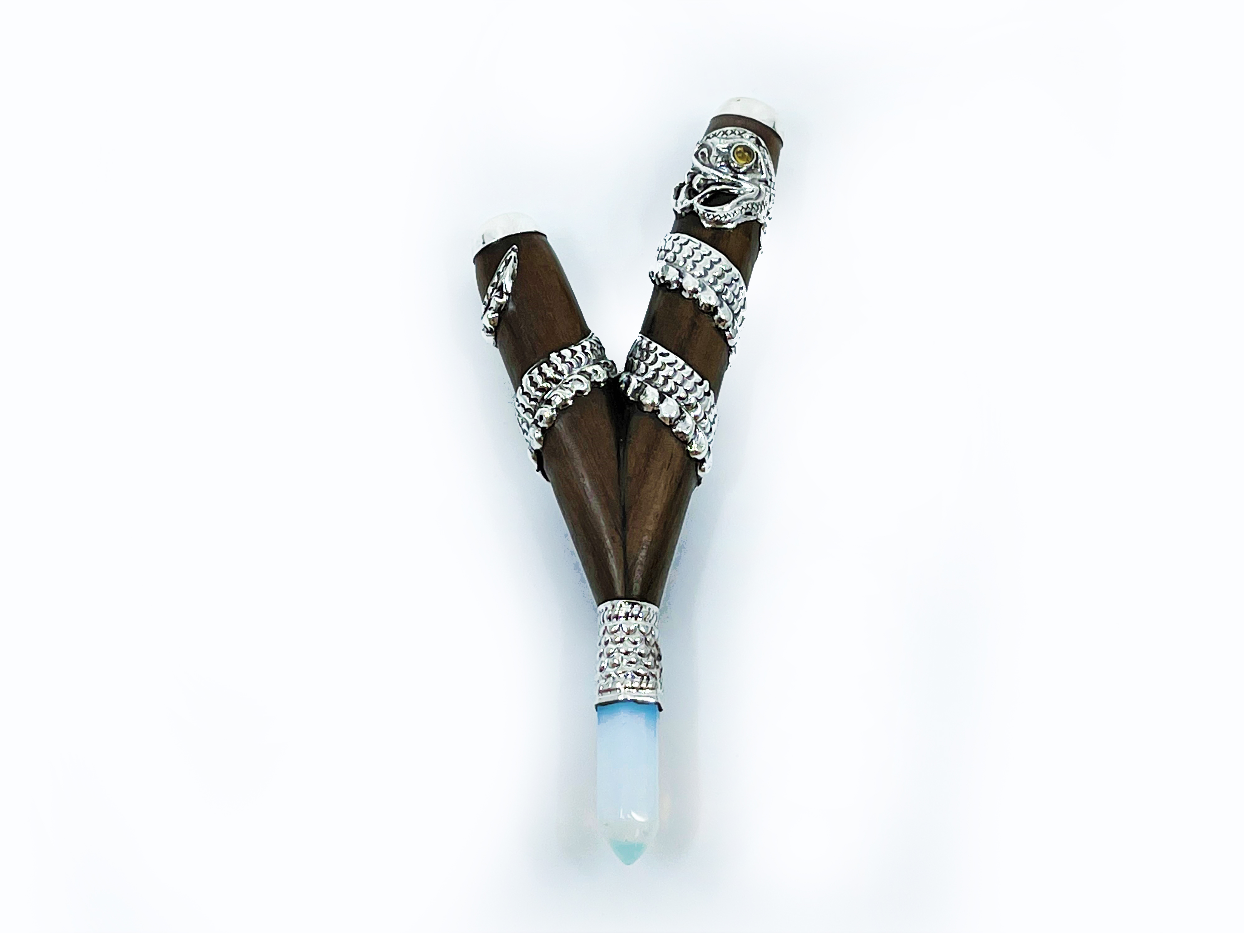 Silver Serpent Kuripe - Teak, Silver & Precious stones - kuripe.com