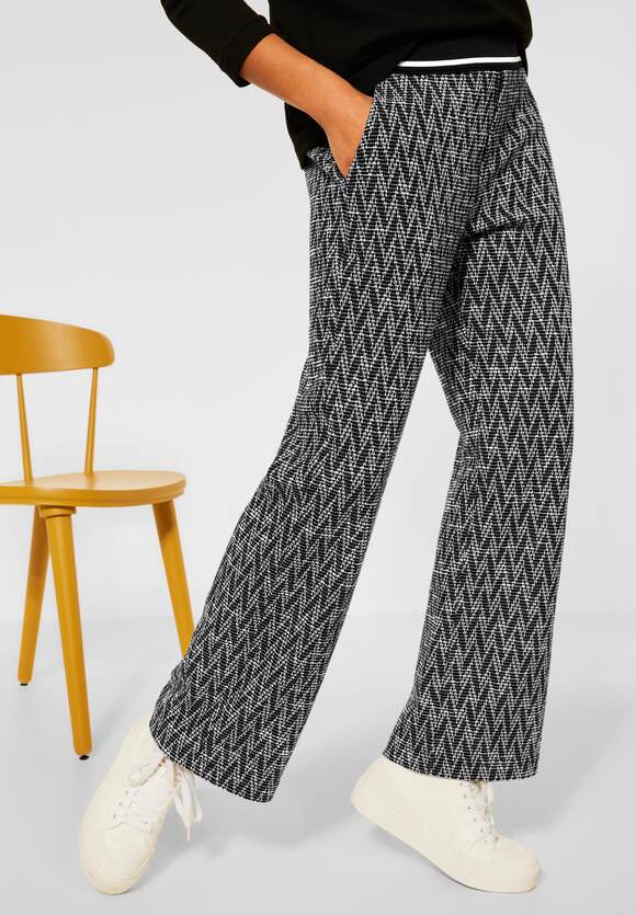 Wide Leg Zick Zack Jacquard High Waist - Stl. 36 - Street One - Casa Oliv