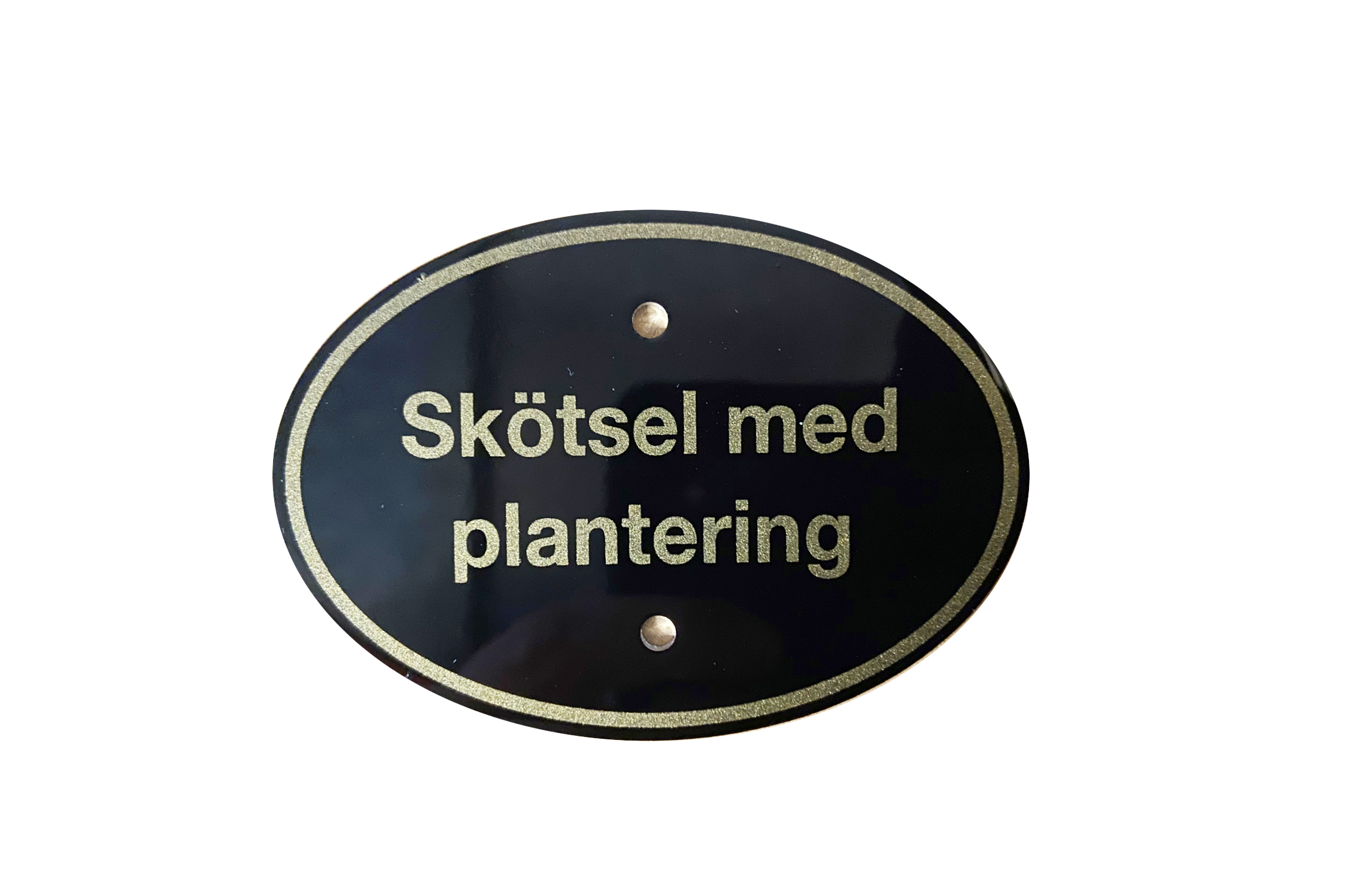 Skylt, Skötsel med plantering, oval - Orax