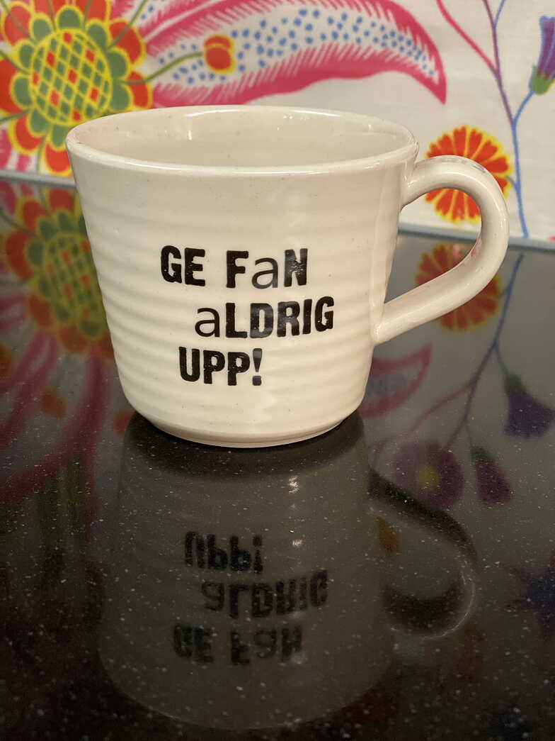 drömhuset - Mugg / Ge fan aldrig upp