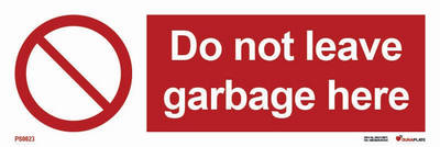 Förbudsskylt (PSS) "Do not leave garbage here" - IMPA 33.8619 - Bövik ...