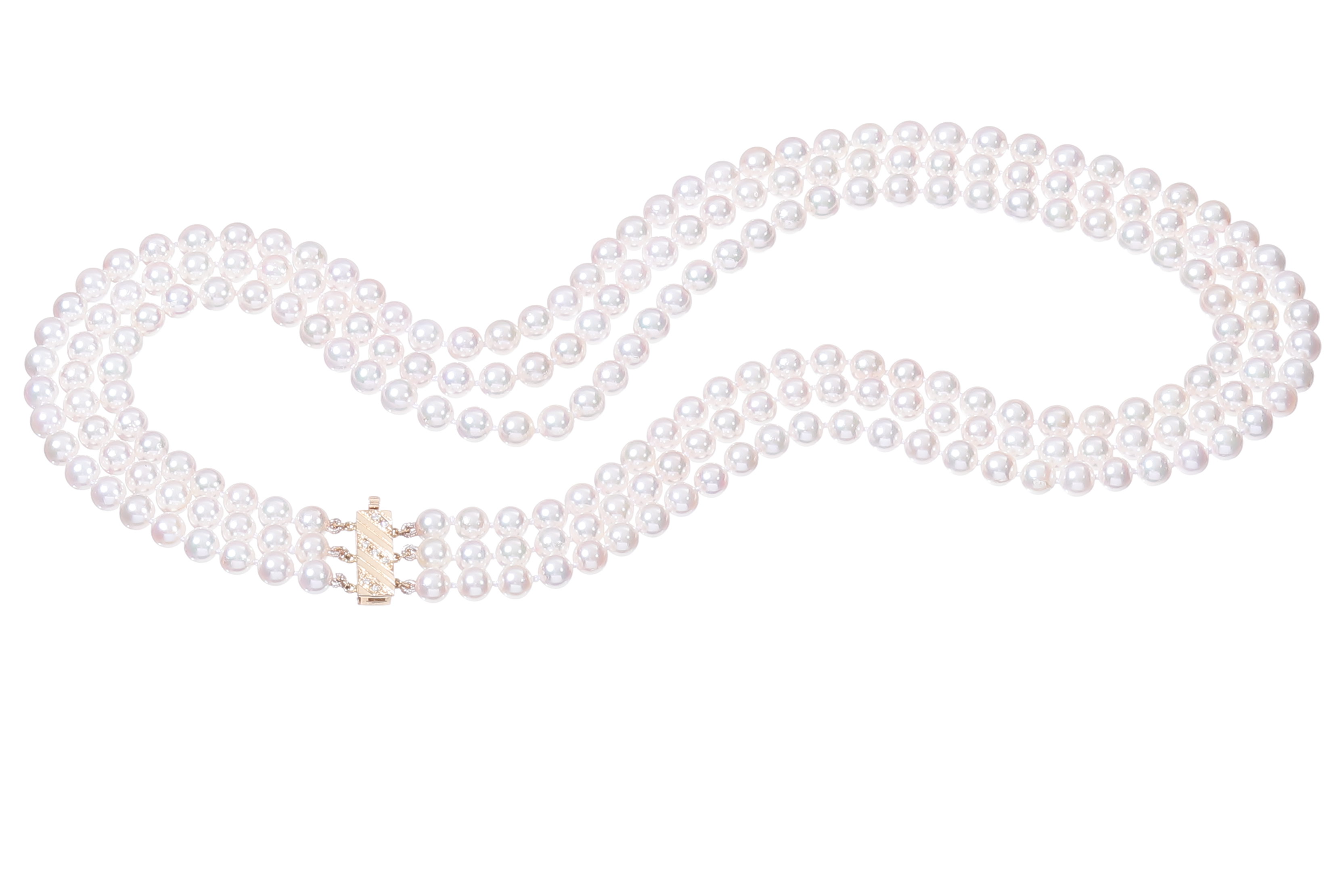 Three-string pearl necklace beautiful Akoya pearls. AAA quality - Julia ...