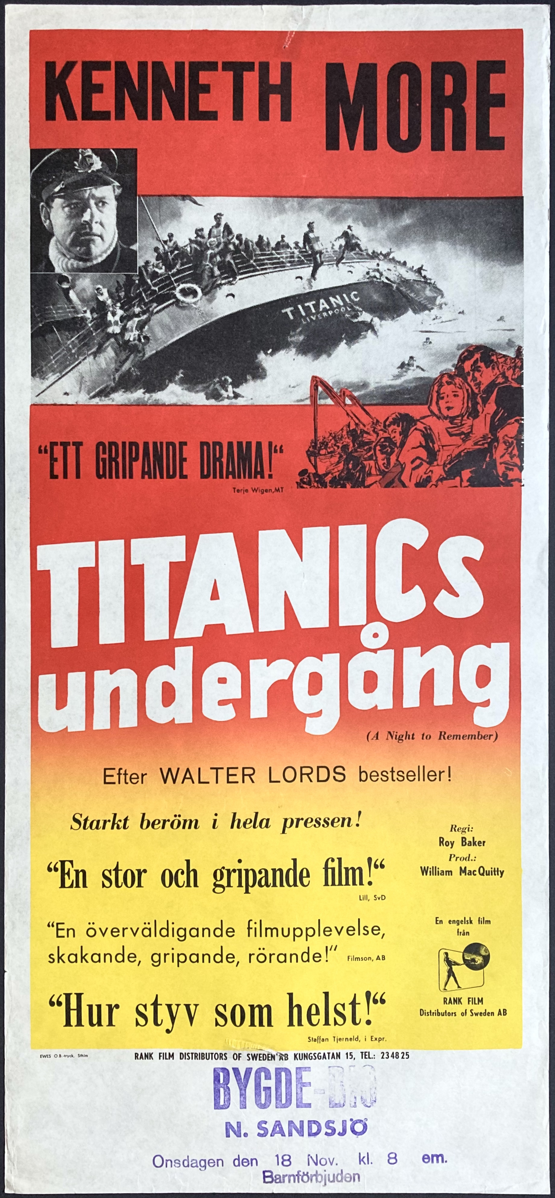 Nostalgipalatset - A NIGHT TO REMEMBER (1958)