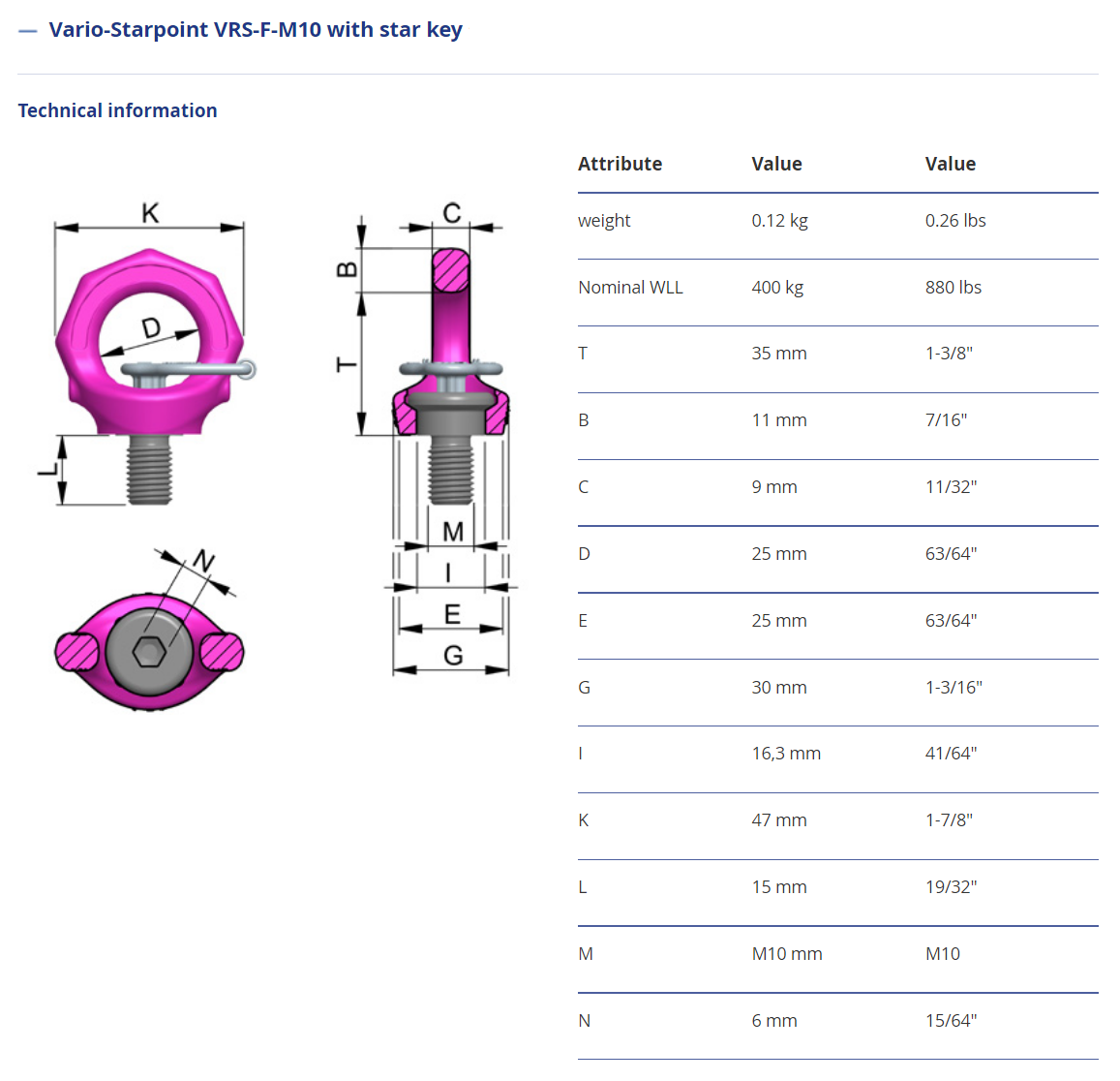 Lyftögla RUD VRS-F M10 / Maxlast: 1 ton - Bengtssons Lifting